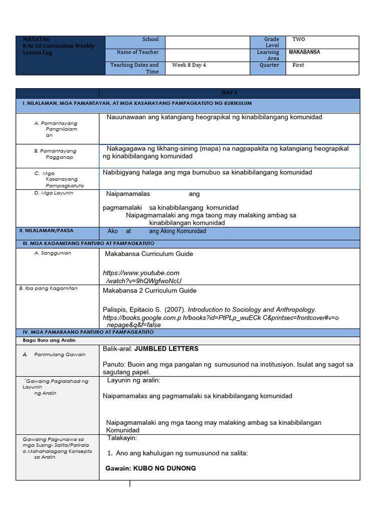MAKABANSA Q1 W8 Day4 | PDF