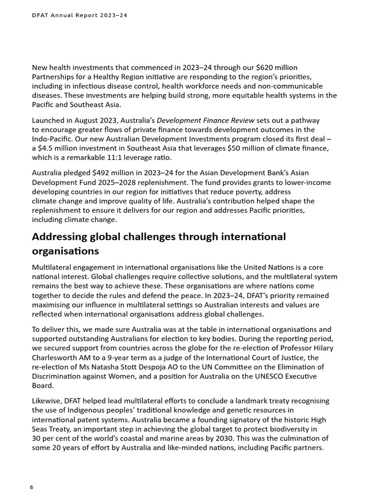 DFAT Annual Report 2023–24 Overview | PDF | Australia