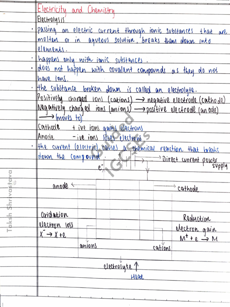 Unit 5 Electricity and Chemistry - 0654 Chemistry | PDF | Scientific ...