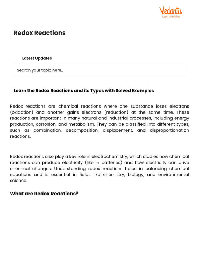 Redox Reactions | PDF