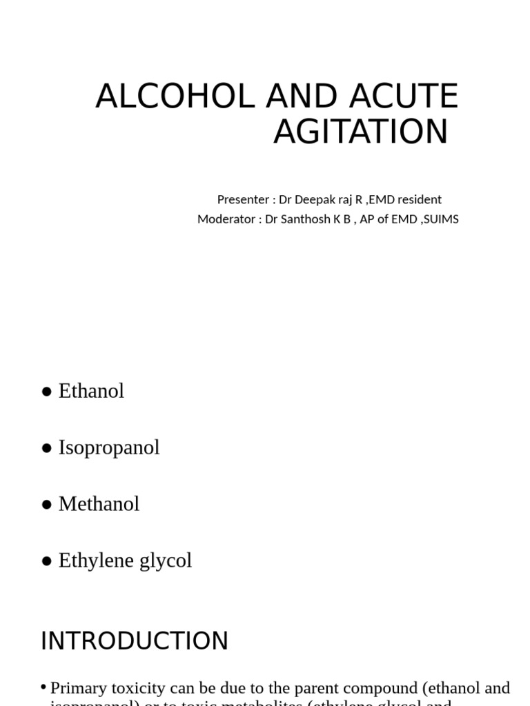 Alcohol and Acute Agaitation | PDF | Alcohol Intoxication | Ethanol