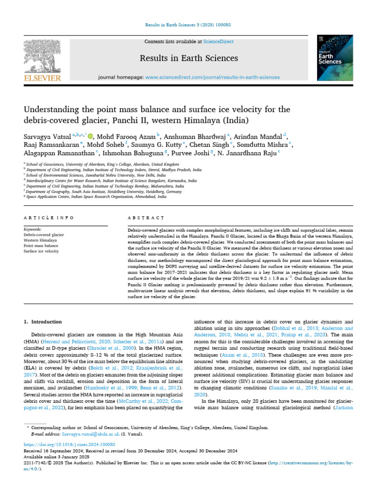 Understanding The Point Mass Balance and Surface Ice Velocity For The ...