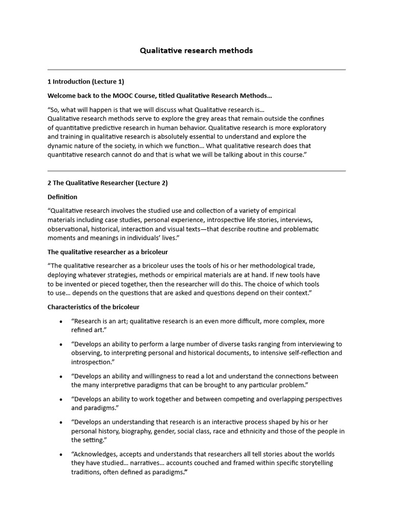 Qualitative Research Methods | PDF | Qualitative Research | Methodology