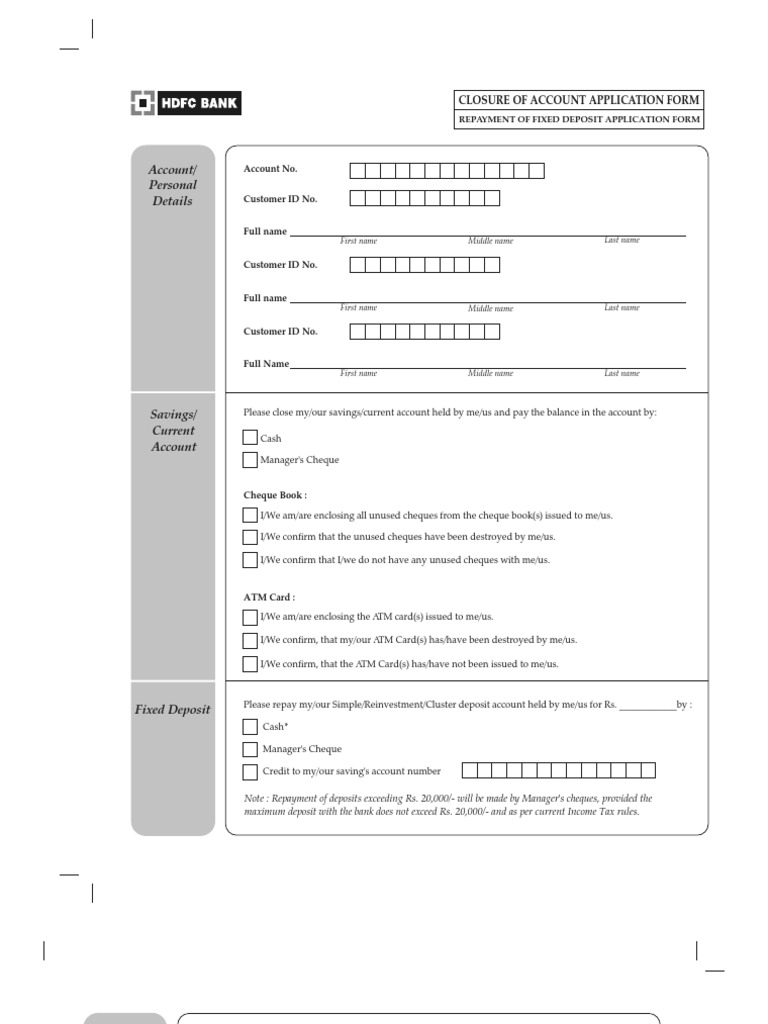 Account Closure Form