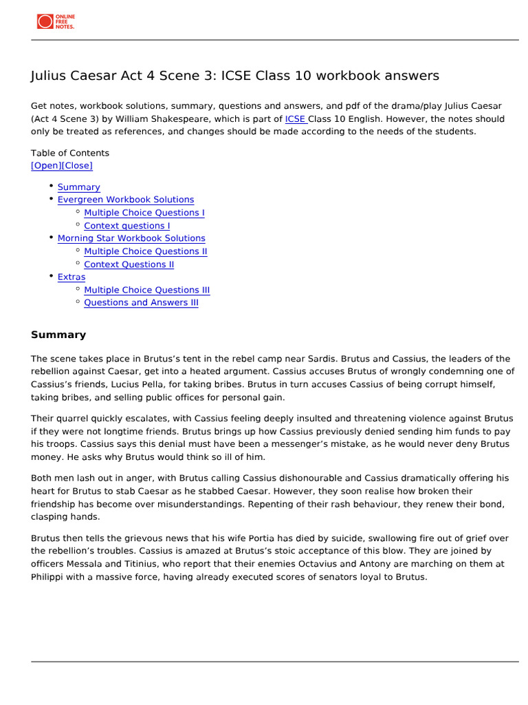 Julius Caesar Act 4 Scene 3 | PDF | Augustus | Mark Antony