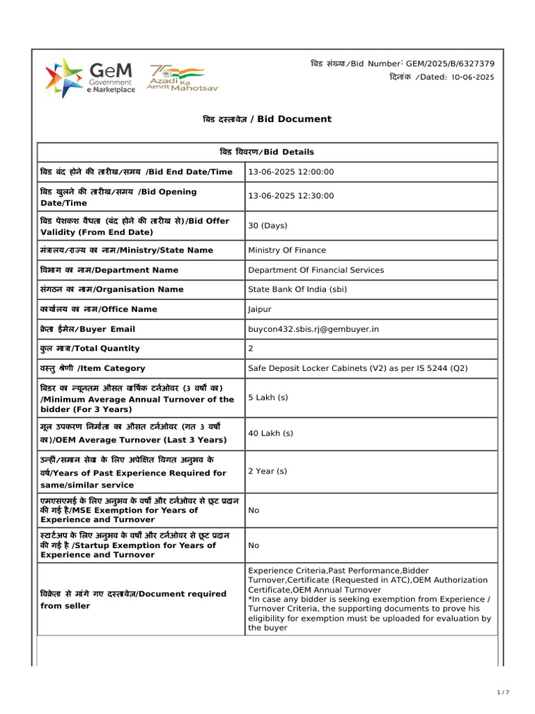 SBI Bid for Safe Deposit Lockers | PDF | Accountant | Business