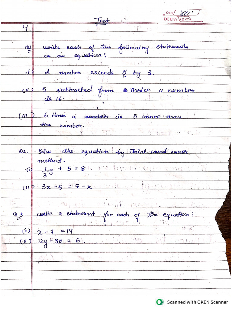 Linear Equation in One Variable | PDF