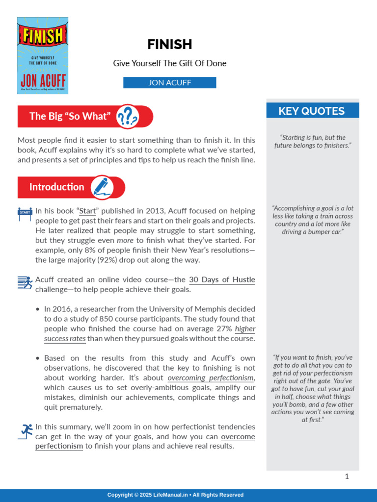 Finish - Summary | PDF | Perfectionism (Psychology) | Goal