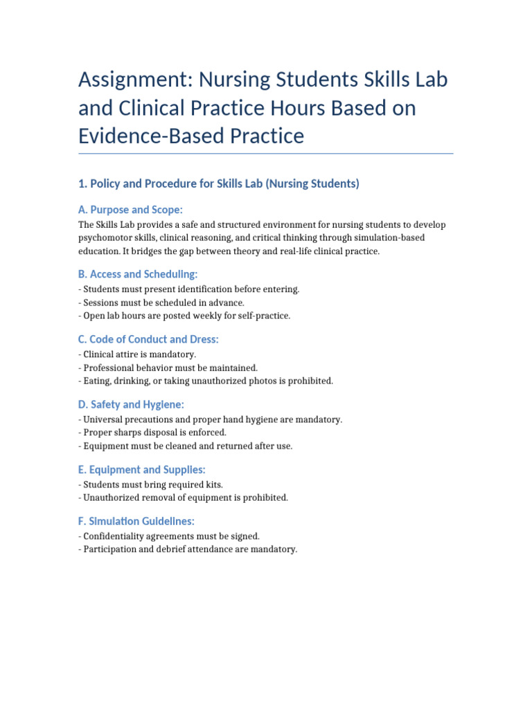 Nursing Skills Lab Guidelines | PDF | Nursing | Simulation