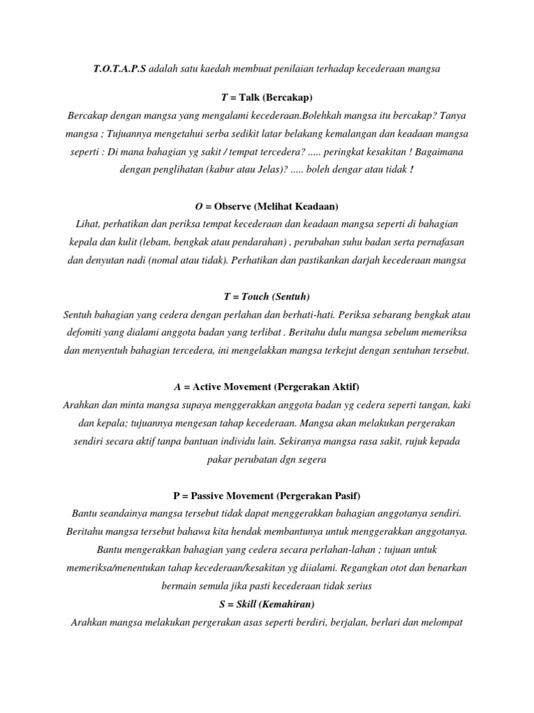 Panduan TOTAPS untuk Cedera Olahraga | PDF | Pengembangan Diri