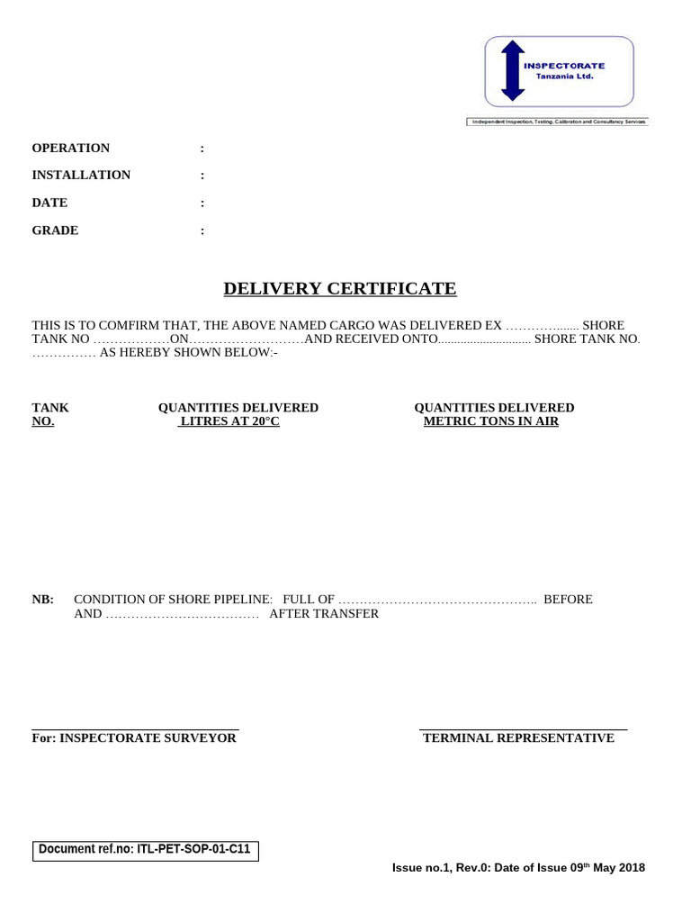 Delivery Certificate Confirmation | PDF