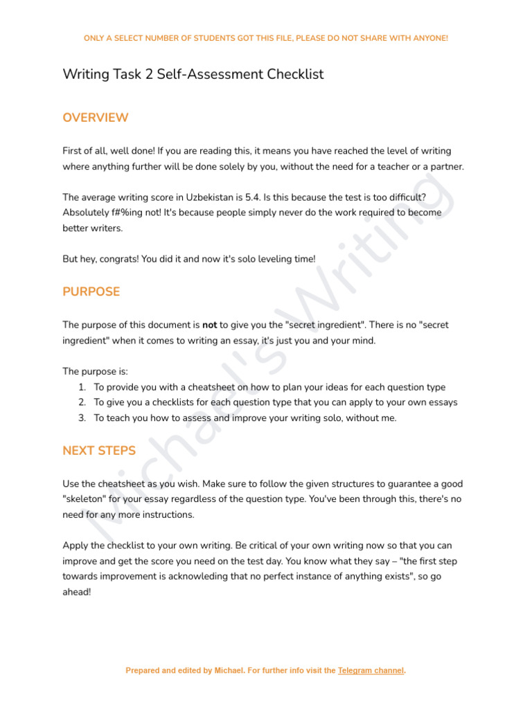 IELTS Writing Self-Assessment Guide | PDF | Essays | Human Communication
