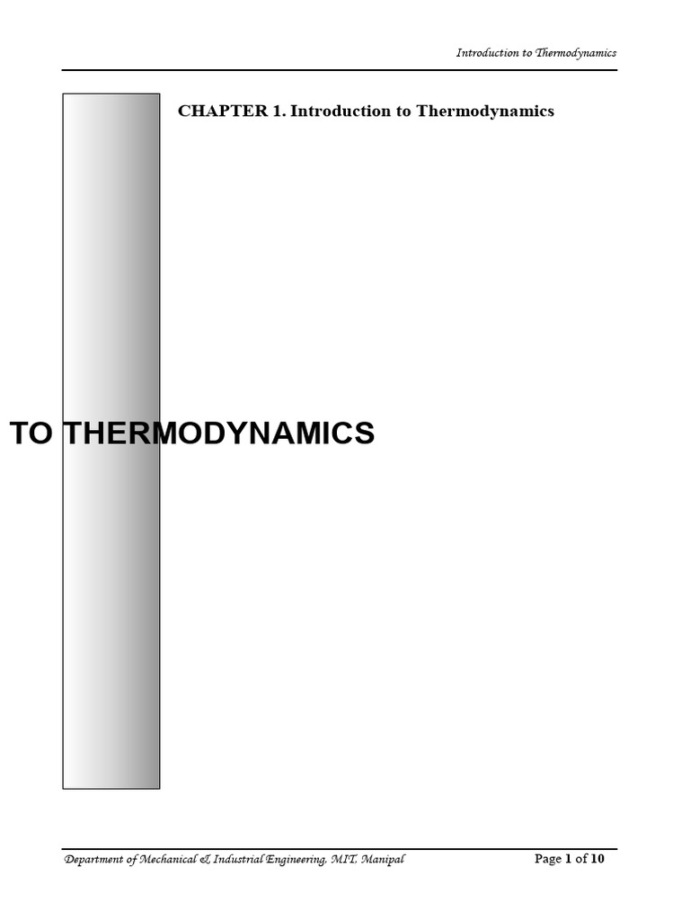 Chap 1 - Intro to Thermodynamics - Notes | PDF | Heat Transfer | Heat