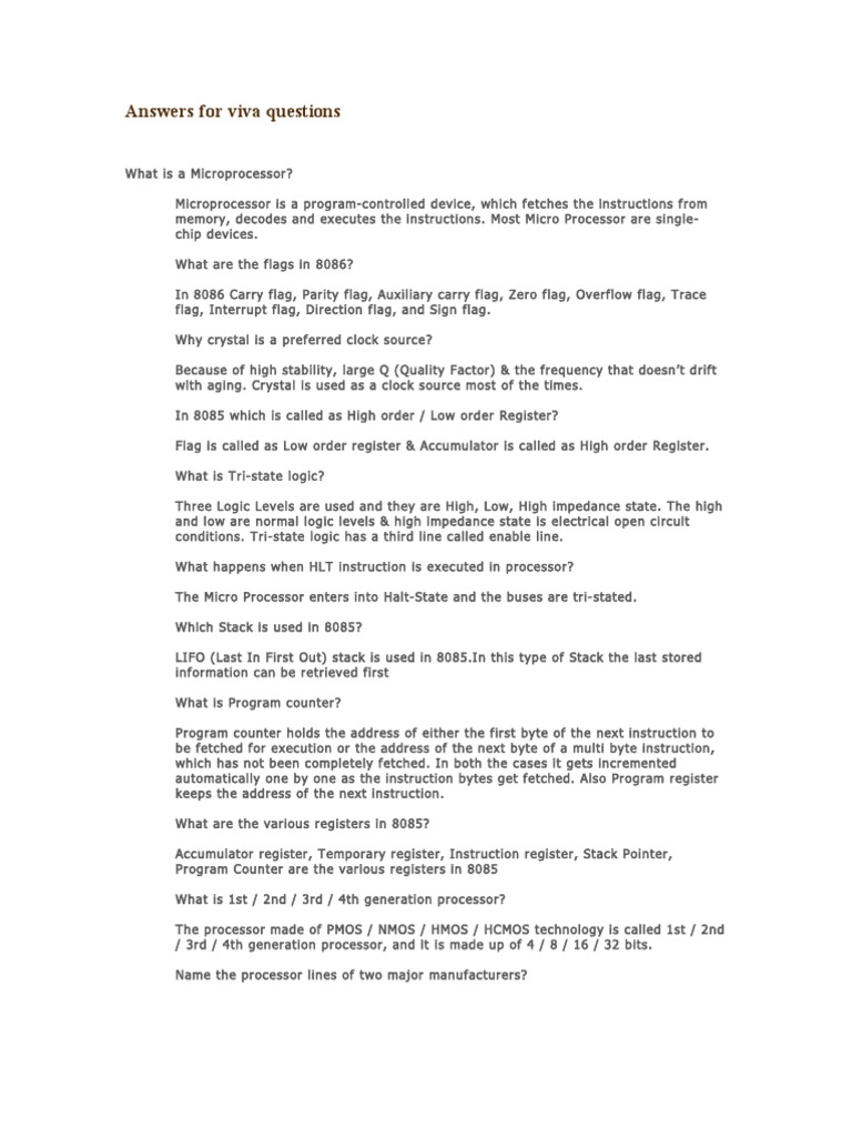 Microprocessor and 8086 Viva Guide | PDF | Subroutine | Instruction Set