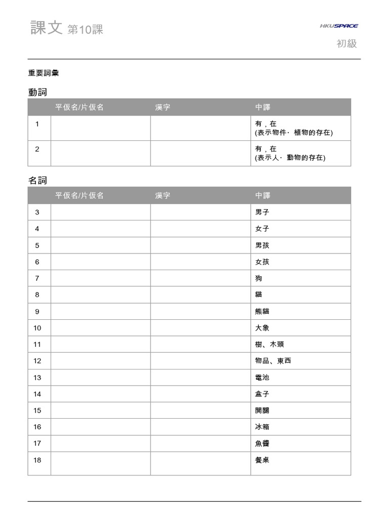Japanese Vocab Lv1 Ch10 PDF | PDF