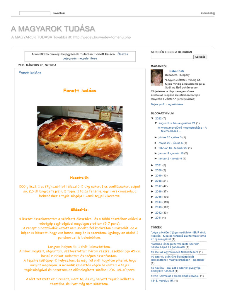 A Magyarok Tudása - Fonott Kalács | PDF