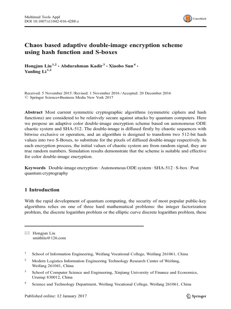 Chaos Based Double Encryption Hongjun Liu | PDF | Cryptography | Key ...