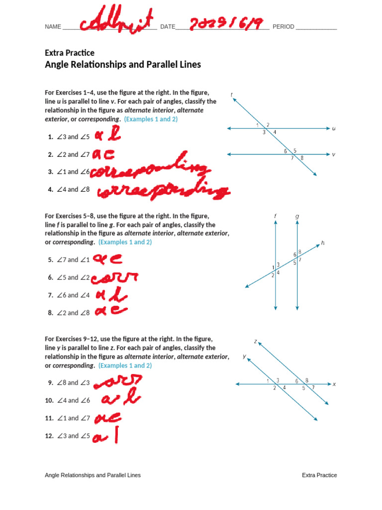 Angle Relationships Practice Worksheet | PDF | Chess | Chess Theory