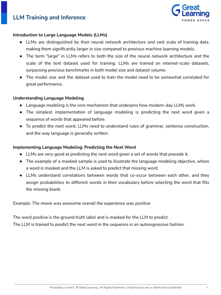 Handout - LLM Training and Inference | PDF | Artificial Intelligence ...