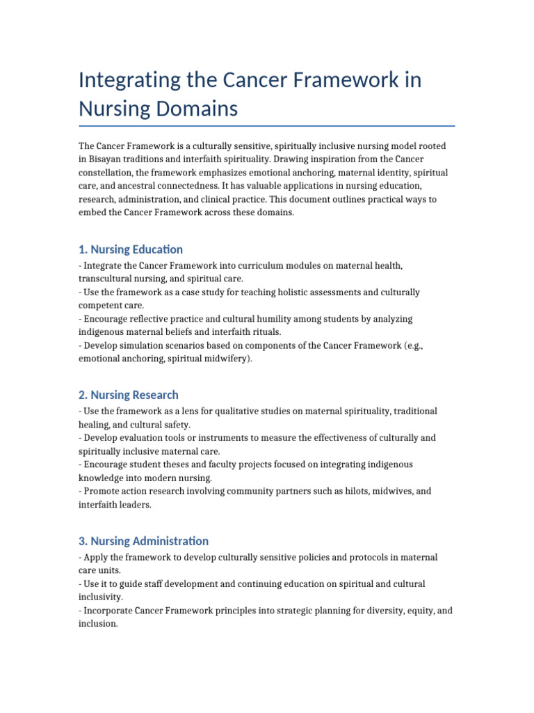 Cancer Framework Nursing Education Research Admin Practice | PDF ...