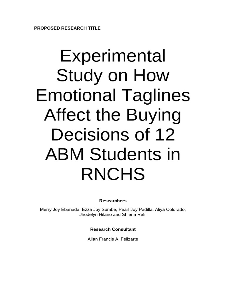 Proposed Research Title 2 | PDF | Marketing | Sales