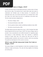 Code on Wages Act 2019 Overview | PDF | Wage | Employment