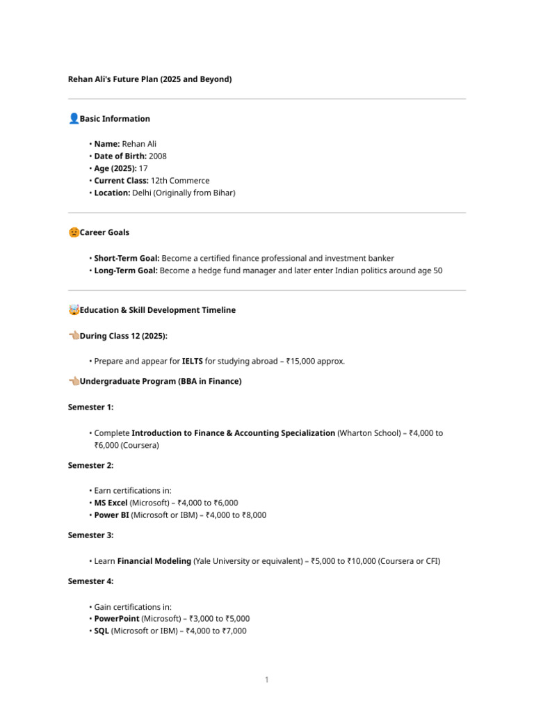 Rehan Future Plan | PDF