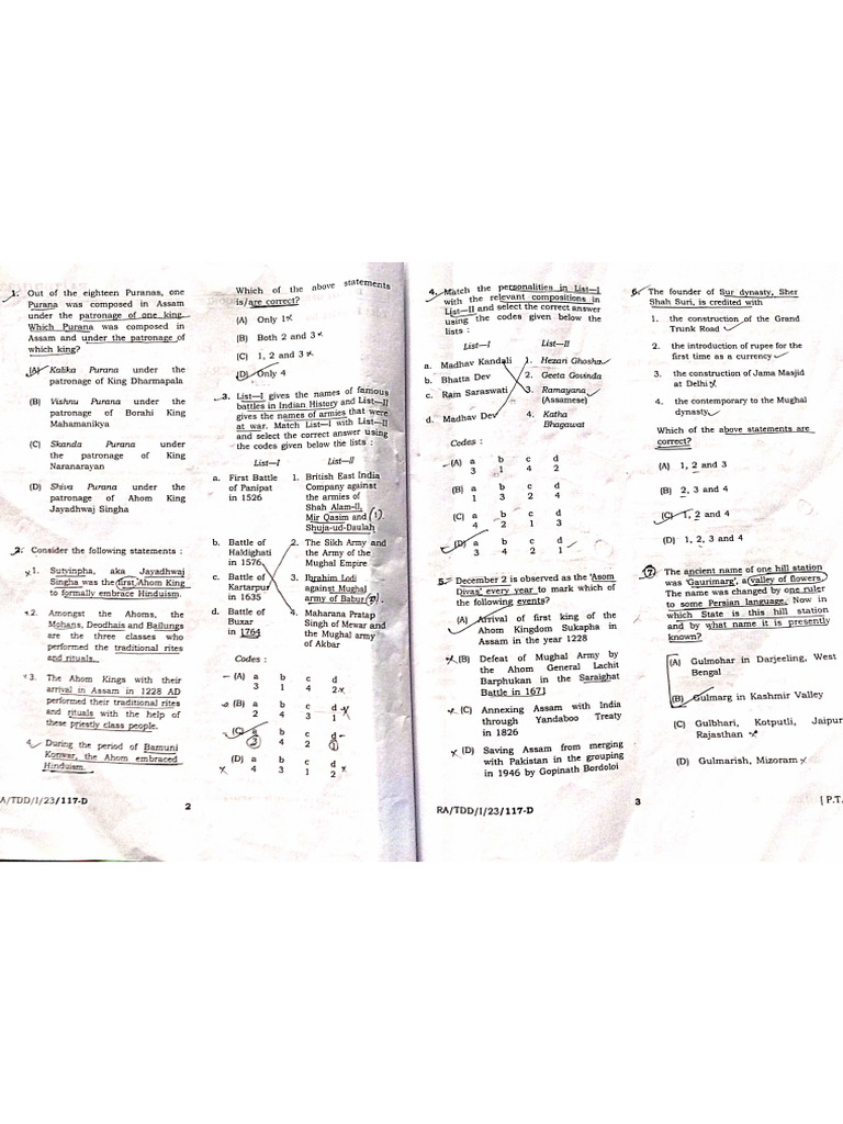 RA Question Paper 2023 | PDF