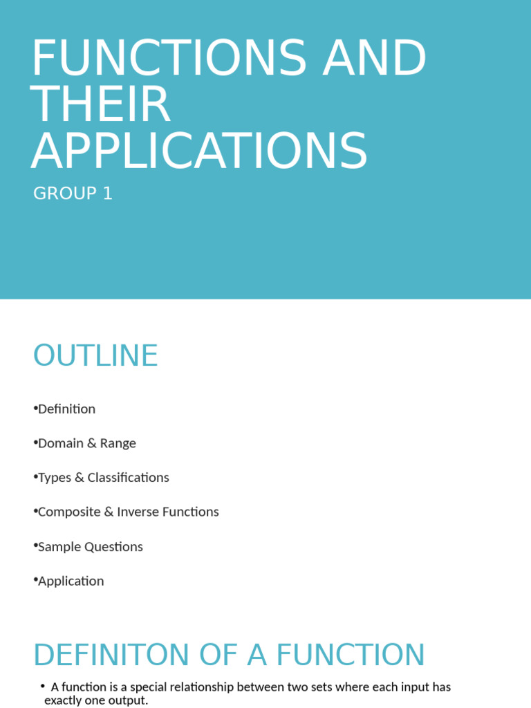 Function Definitions and Applications | PDF | Function (Mathematics ...
