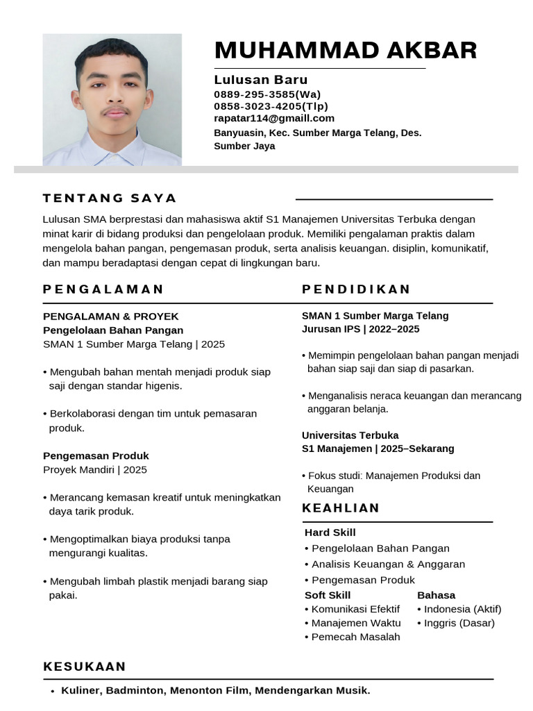 Putih Minimalis Profesional CV Tim Sosial Media Resume | PDF
