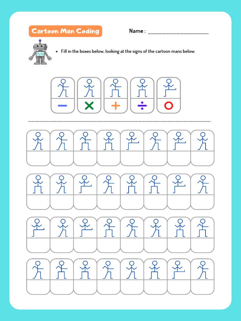 Cartoon Man Coding Activity Guide | PDF