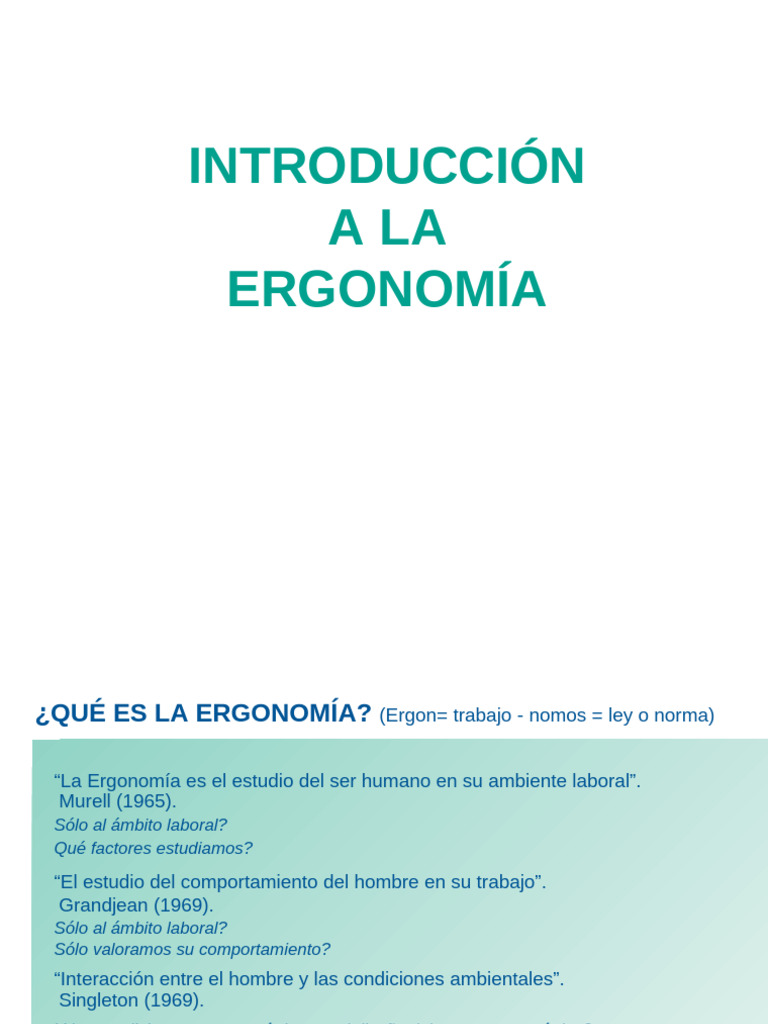 Introduccion A La Ergonomia Pdf Seguridad Y Salud Ocupacional
