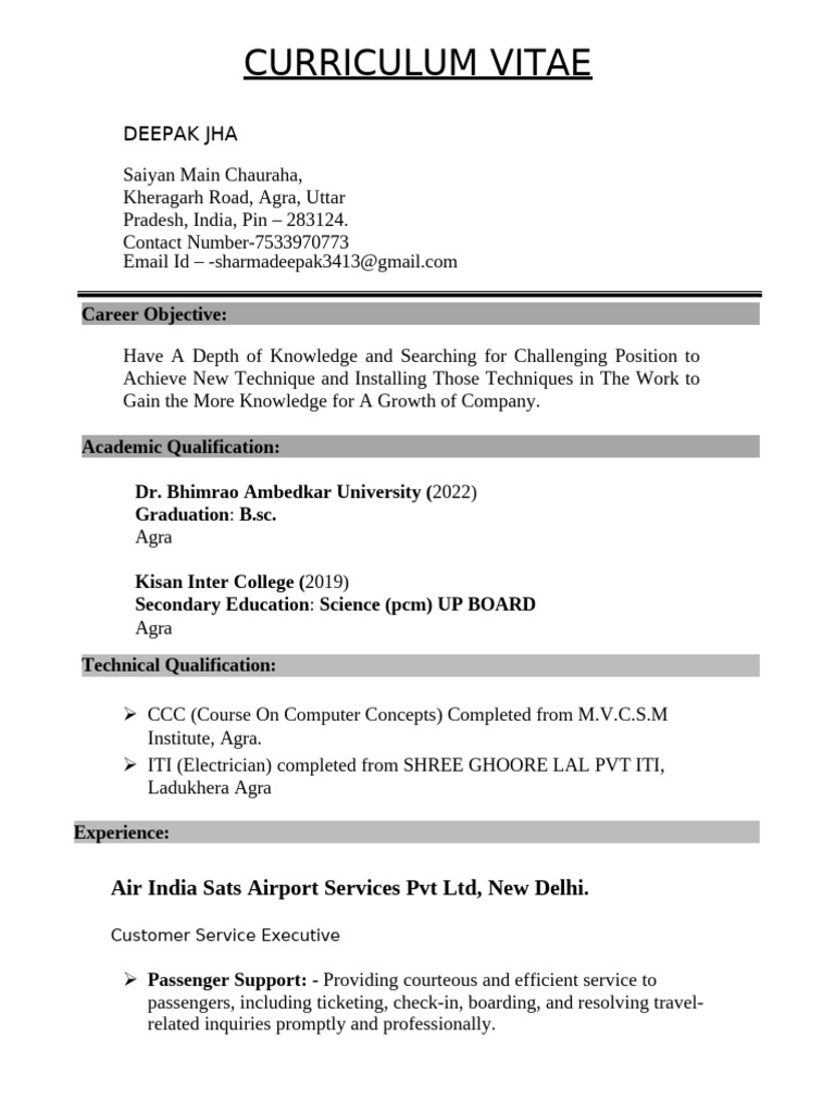 Curriculum Vitae Deepak Jha | PDF
