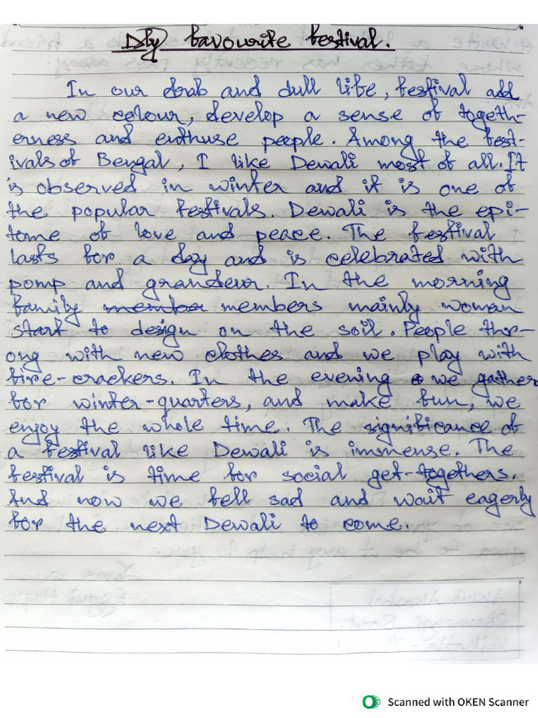 Paragraph Writing On My Favourite Festival | PDF