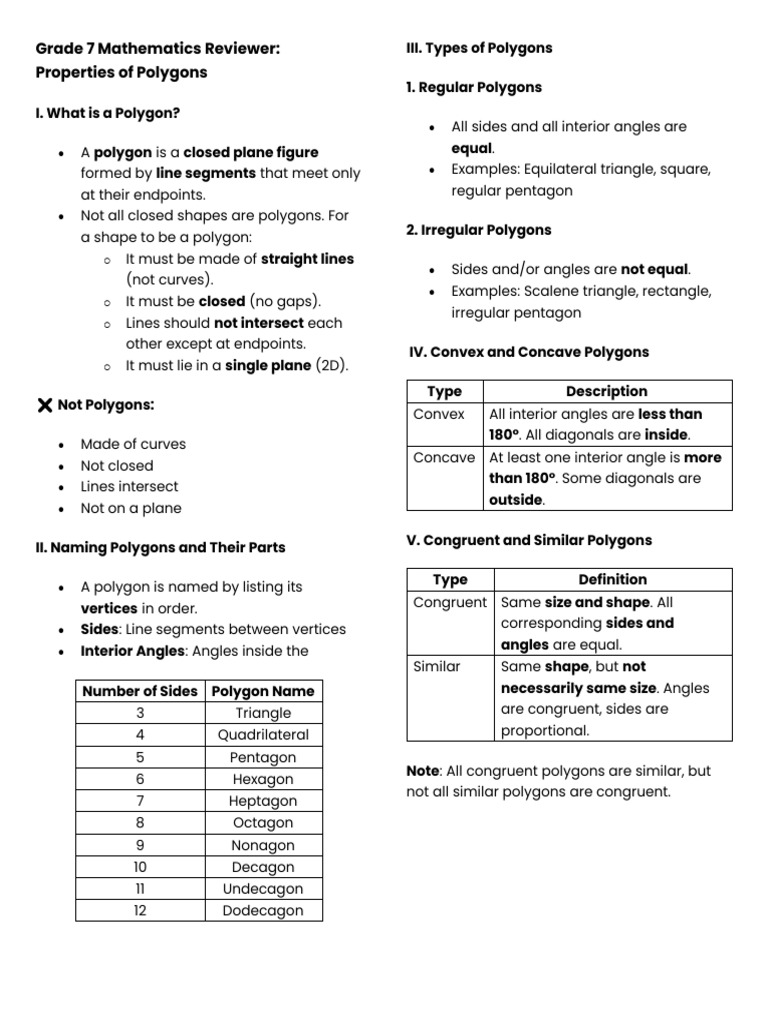 Grade 7 Mathematics polygons | PDF | Shape | Triangle