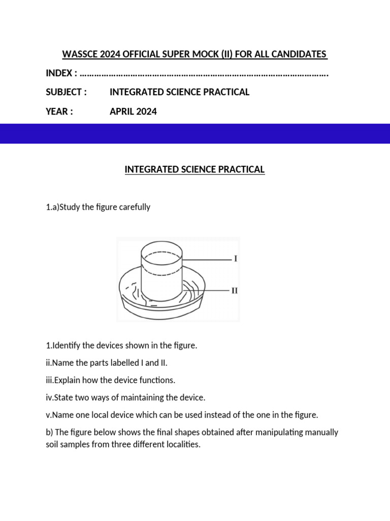 WASSCE 2024 Science Mock Exam Questions | PDF | Density | Volume