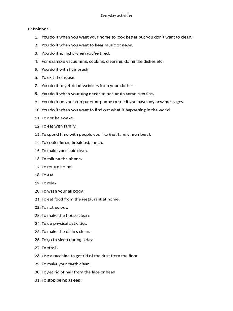 Common Everyday Activities Explained | PDF