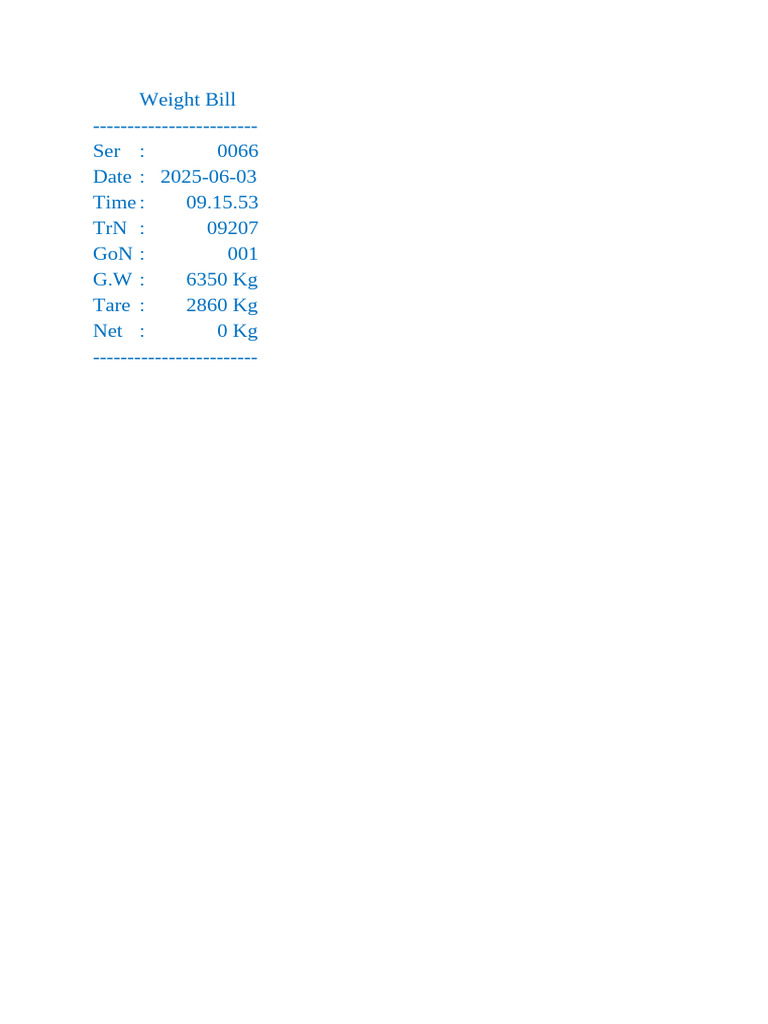 Weight Bill | PDF