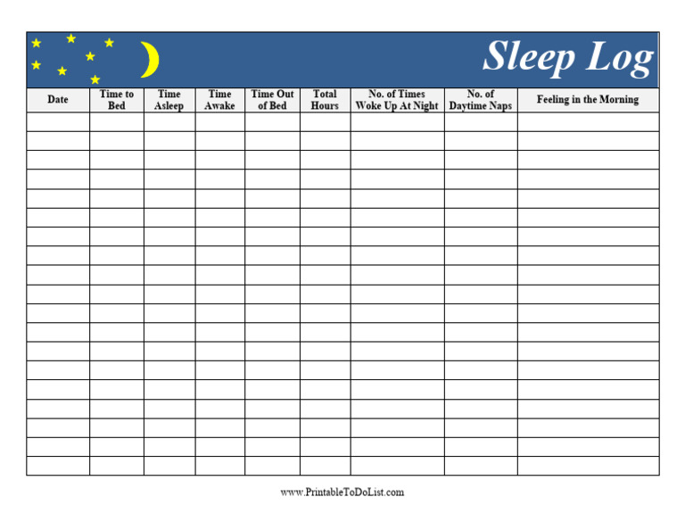 Sleep Log Template for Tracking Rest | PDF