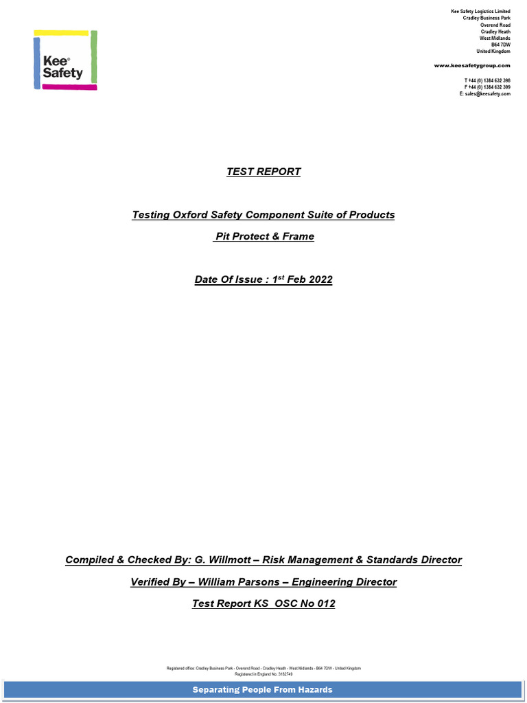 Pit Protect 1300 Rail Test Report | PDF | Fracture | Scaffolding