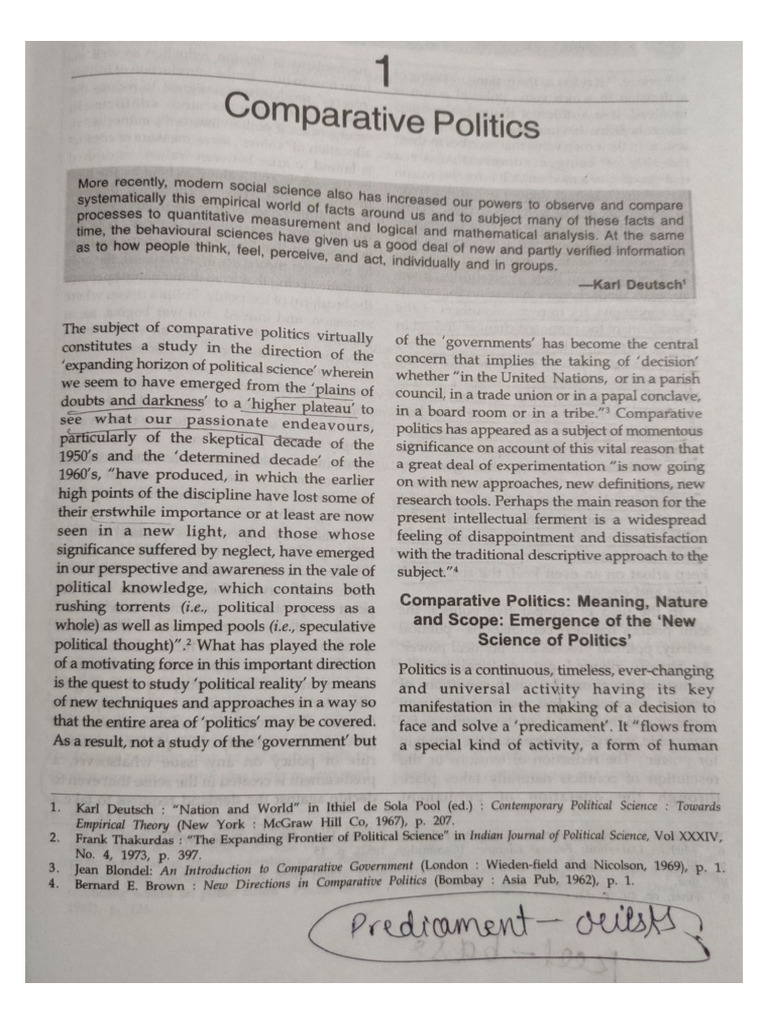 Meaning, Nature and Scope of Comparative Politics | PDF