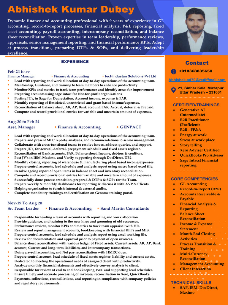 Abhishek Kumar's Resume | PDF | Bookkeeping | Accounting