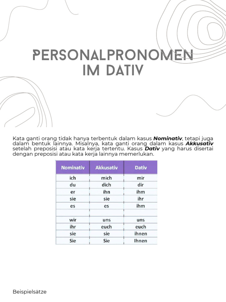 Personalpronomen Im Dativ | PDF