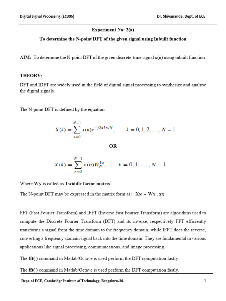 Dsp Lab Week 2 250805 162821 Pdf Discrete Fourier Transform