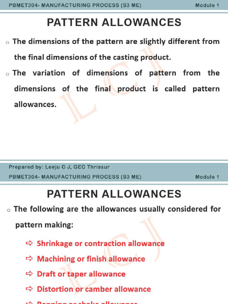 6 Pattern Allowances | PDF