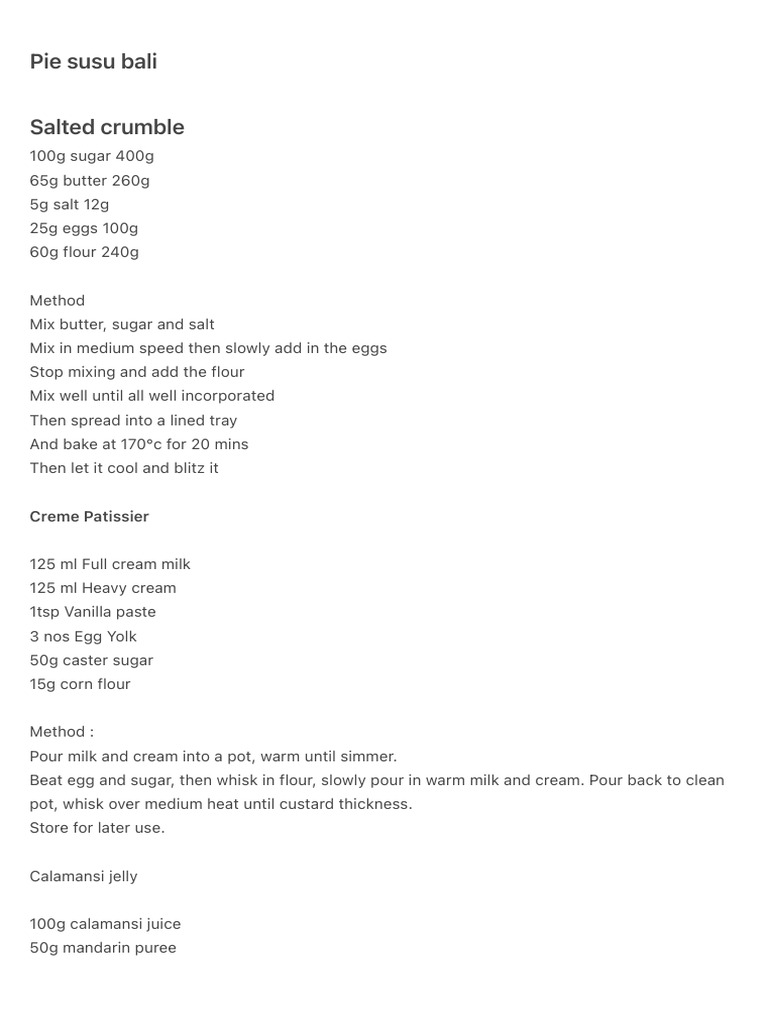 Pie Susu Bali Recipe by Gunawan Wu For Pastry Arts Virtual Summit 2025 ...