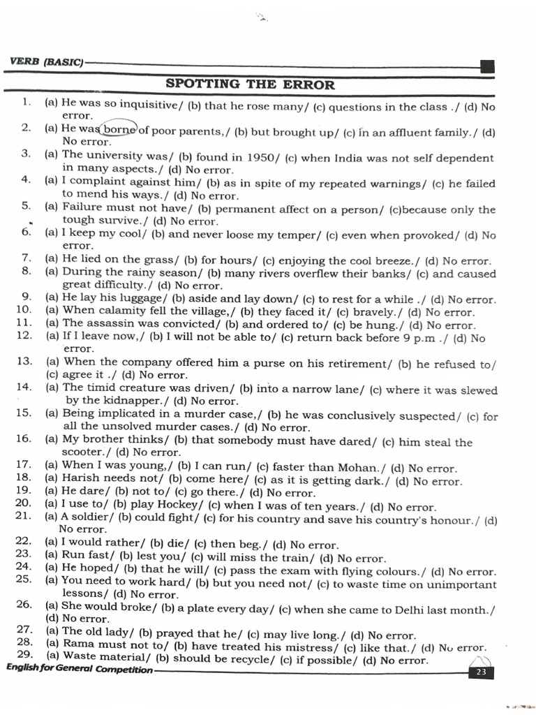 Verb Exercise | PDF