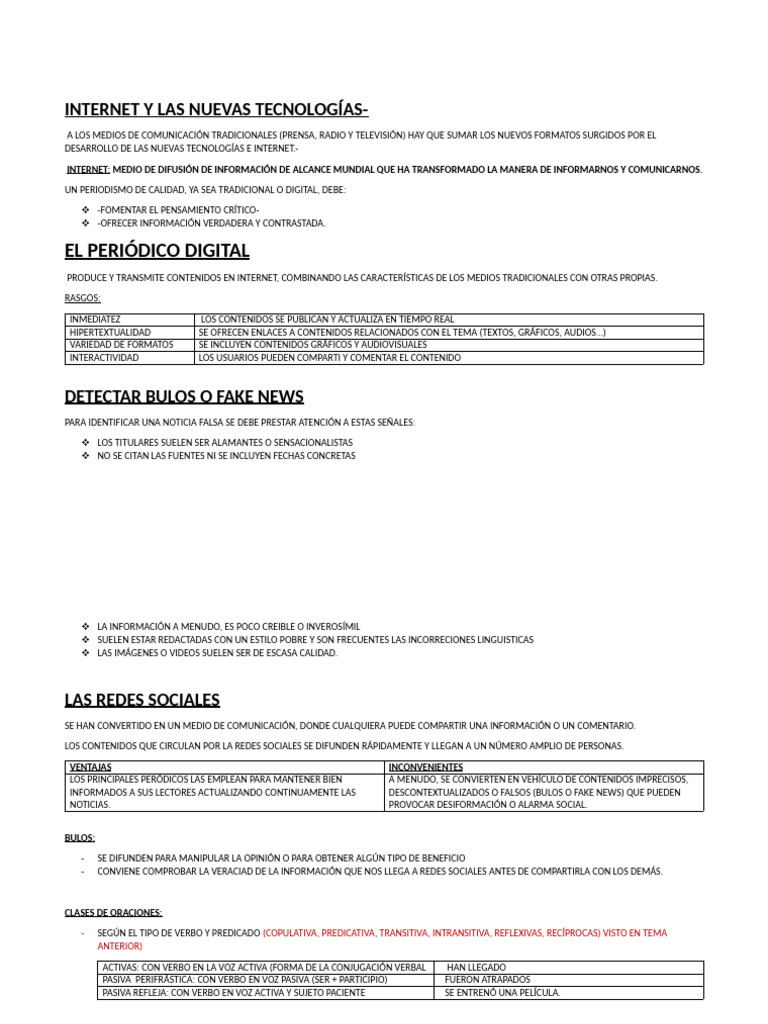 Impacto de Internet en Medios y Literatura | PDF | Verbo | Asunto ...