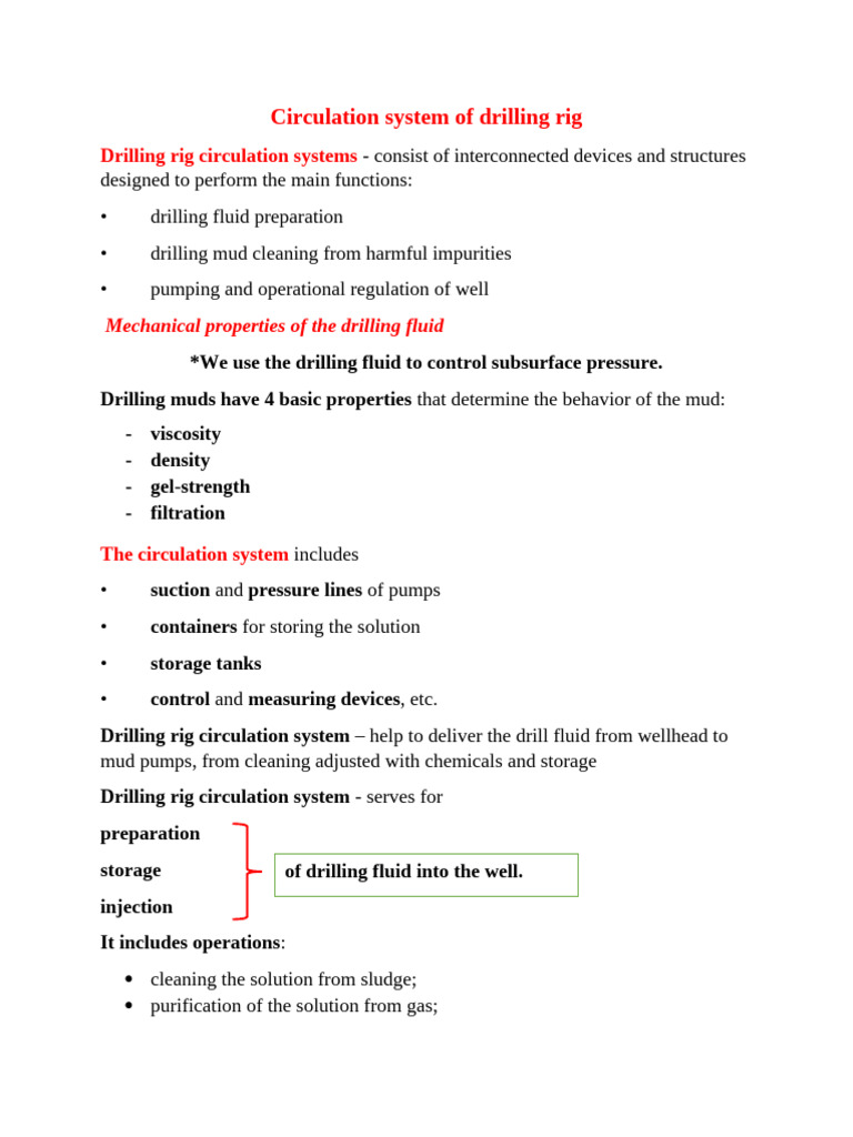 Drilling Rig Circulation System Overview | PDF