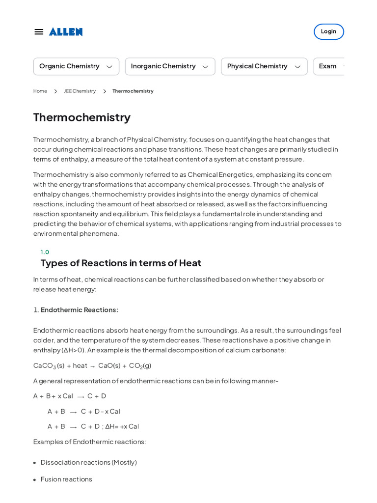Learn Thermochemistry, Laws of Thermochemistry and Types of Heat of ...